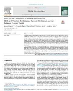 DB3F & DF-Toolkit: The Database Forensic File Format and the Database Forensic Toolkit - Grier ...