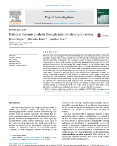 Database forensic analysis through internal structure carving - Grier Forensics | Creating ...