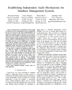 Establishing Independent Audit Mechanisms for Database Management Systems - Grier Forensics ...